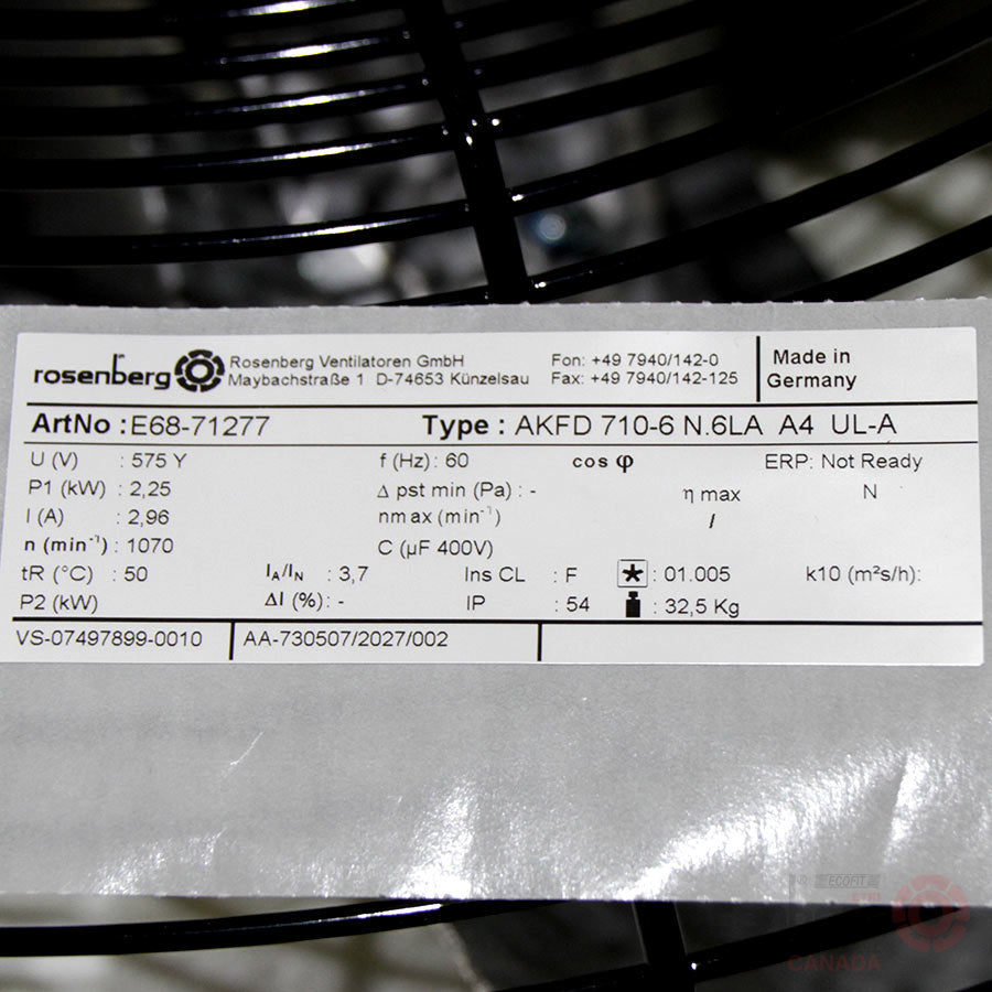 Rosenberg Axial Fan, AKFD 710-6 N.6LA A4 (Model E68-71277) – Rosenberg ...